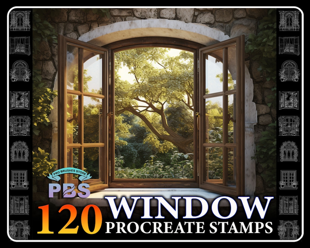 120 Procreate Window Stamps, Window Stamps for Procreate, Elegant ...