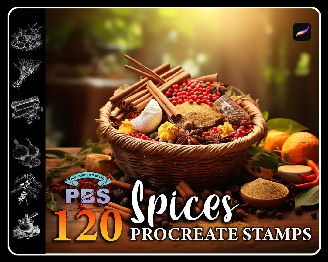 120 Spices Procreate Stamps: Culinary Art Brush Set (digital Download ...