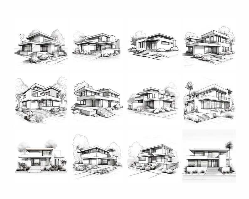 120 Procreate Modern Minimalist House Stamps Modern - Etsy