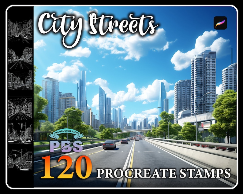 120 City Streets Procreate Stamps: Urban Landscape (digital Download ...