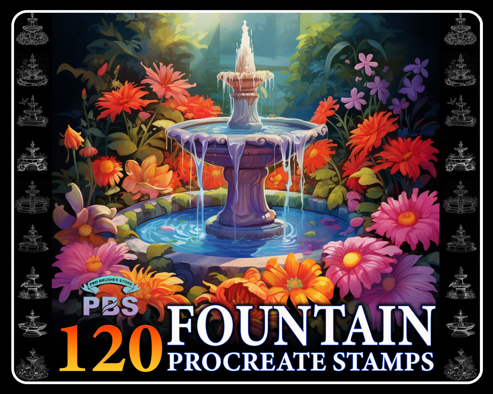 120 Procreate Fountain Stamps Fountain Stamps for Procreate - Etsy