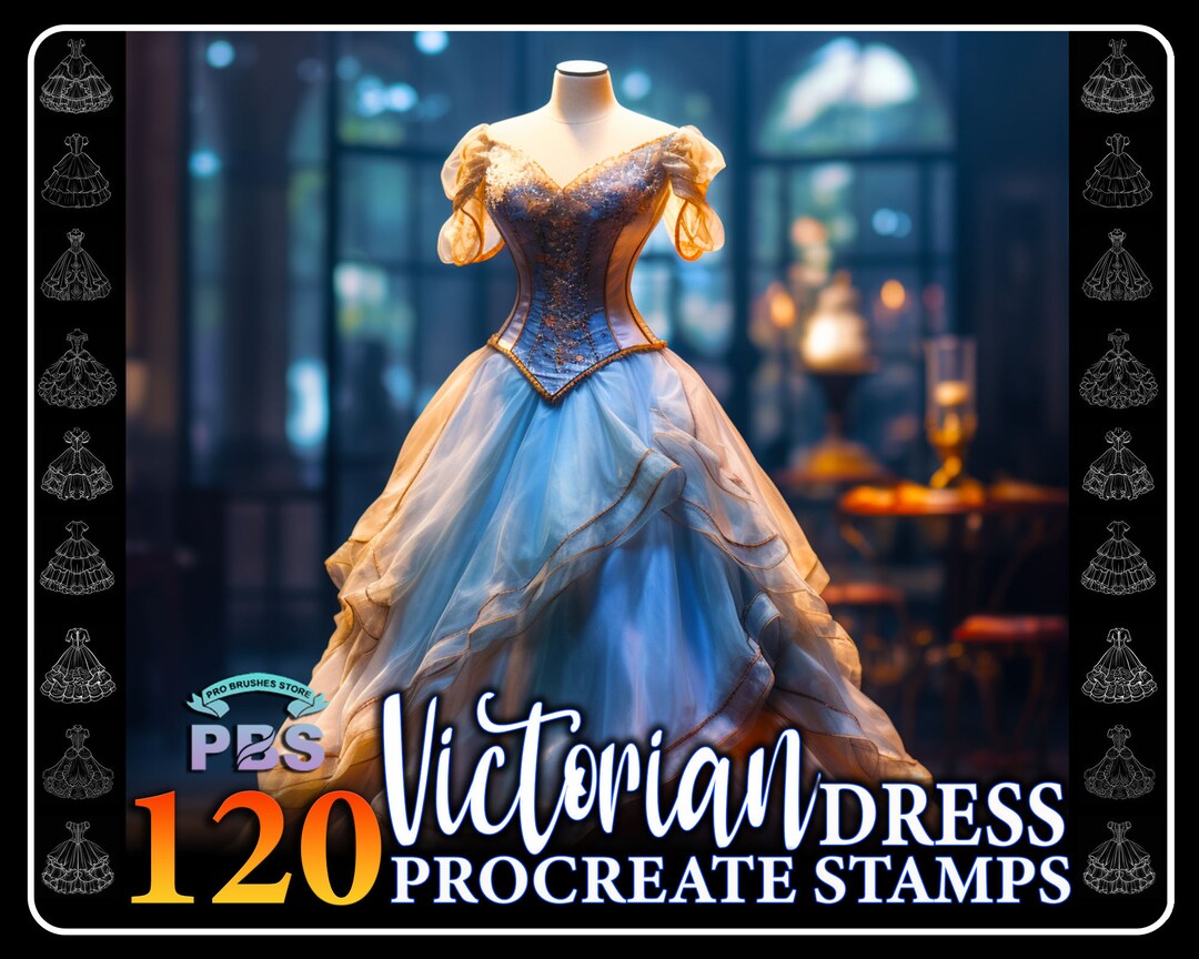 120 Victorian Dress Procreate Stamps: Fashion Illustration (digital ...