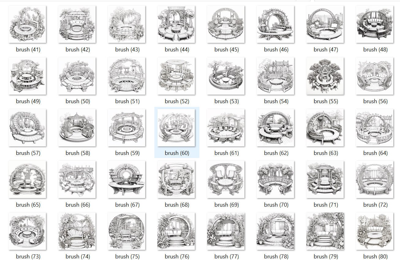 120 Procreate Gazebo Stamps Circular Bench Stamps for - Etsy