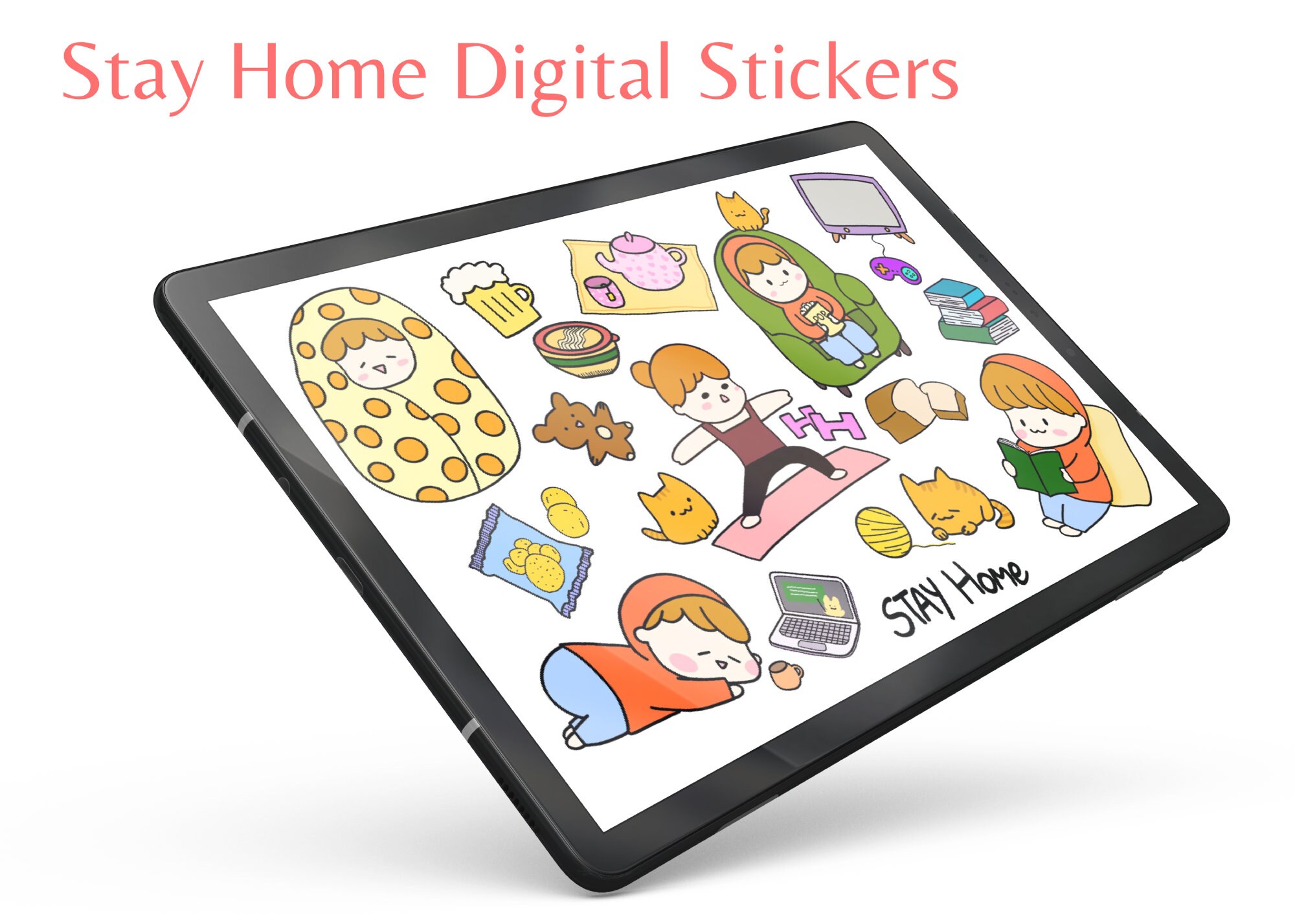 Stay Home Digital Stickers, Goodnotes Stickers, Digital Planner ...