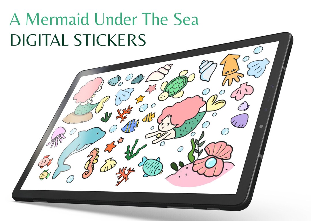 A Mermaid Under the Sea Digital Stickers, Goodnotes Stickers, Planner ...