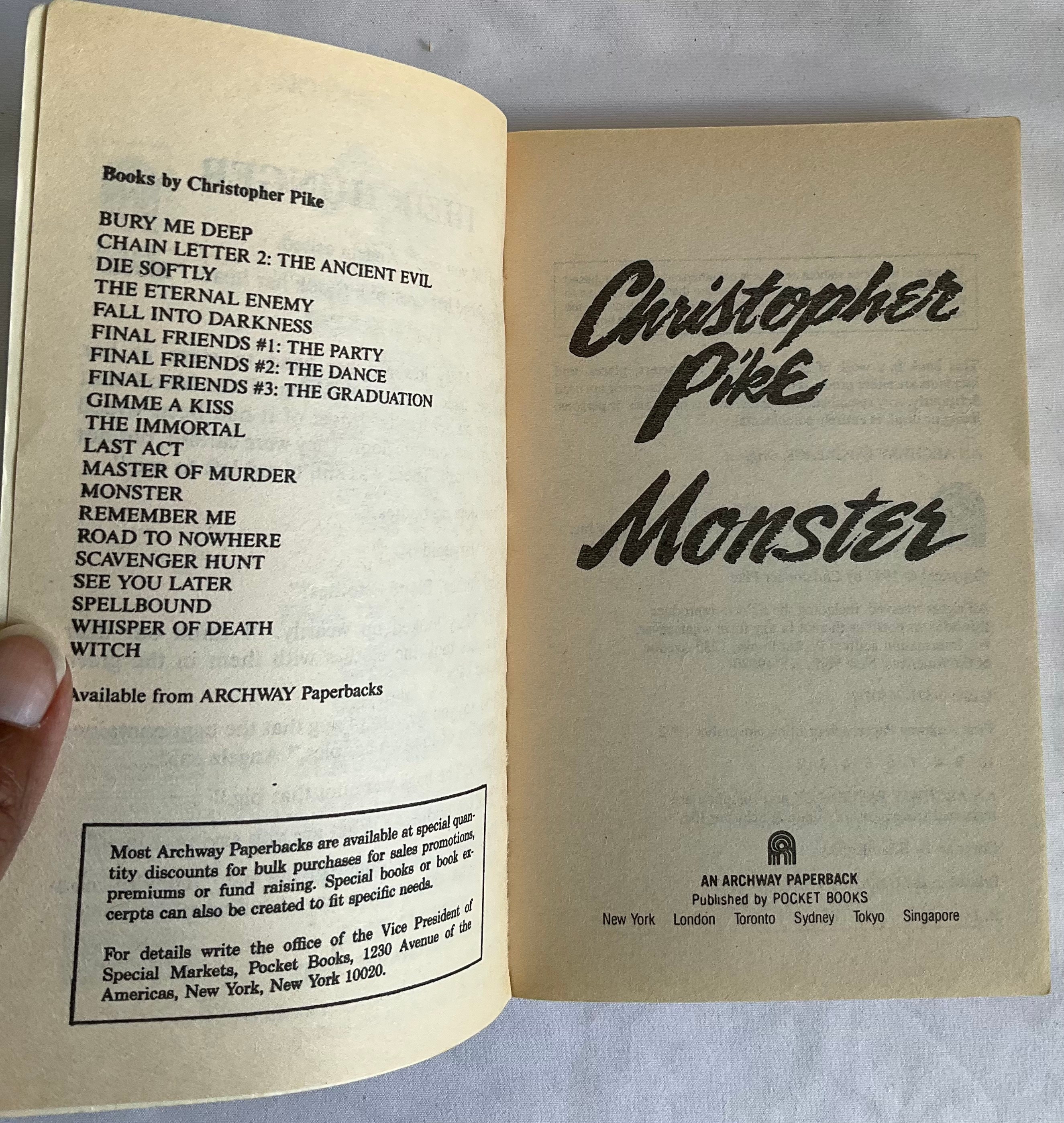 Monster Christopher Pike 2nd Edition - Etsy