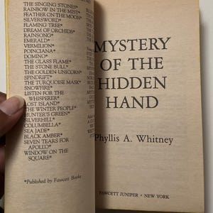 Mystery of the Hidden Hand - Phyllis A. Whitney - Etsy