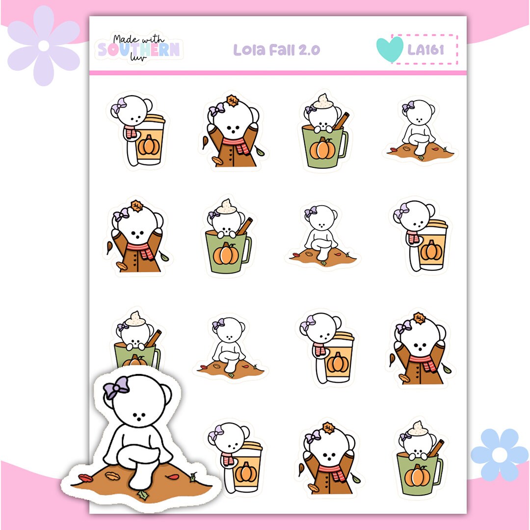 LA161 LOLA FALL 2.0 Doodle Sticker Sheet for Planners and Bullet ...