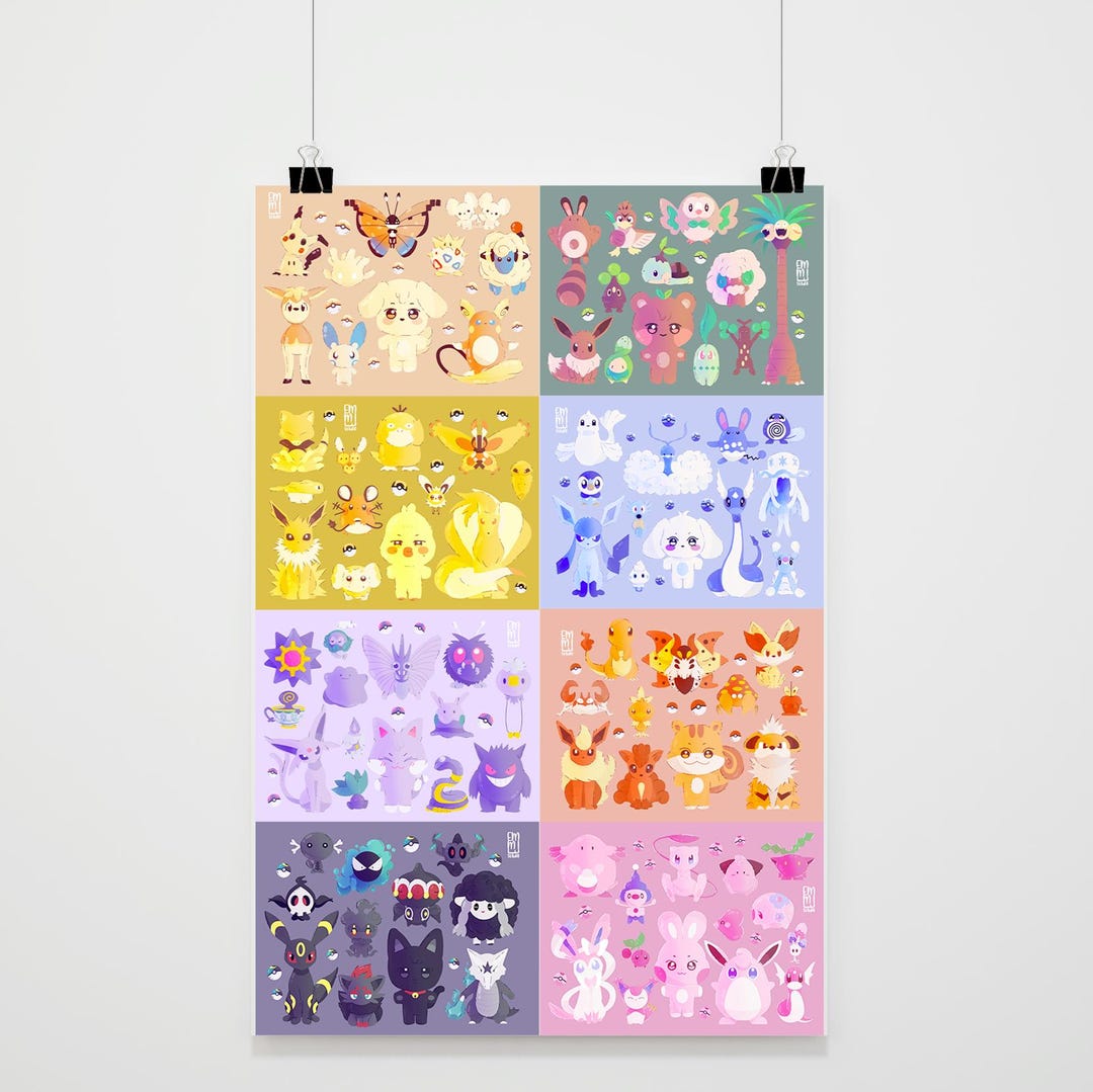 Aniteez X Pokemon Prints // Aniteez Fan Art A4 Cm Ateez - Etsy