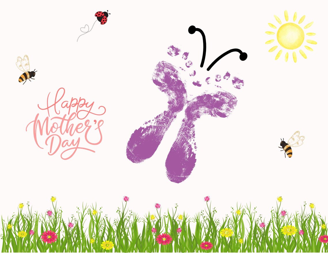 Mother’s Day DIY Handprint/footprint Art Craft Template, Kids Mother’s ...