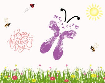 Mother’s Day DIY Handprint/footprint Art Craft Template, Kids Mother’s ...
