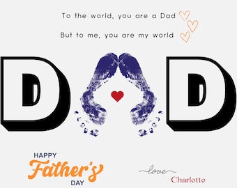 Father’s Day DIY Handprint/footprint Art Craft Template, Kids Father’s ...