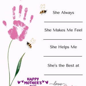 Mother’s Day DIY Handprint/footprint Art Craft Template, Kids Mother’s ...