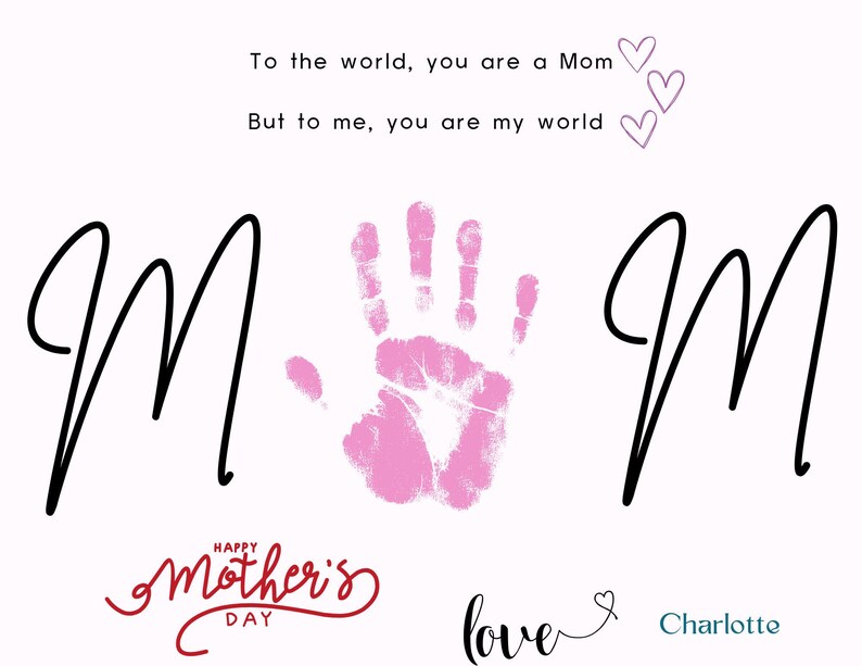 Mother’s Day DIY Handprint/footprint Art Craft Template, Kids Mother’s ...