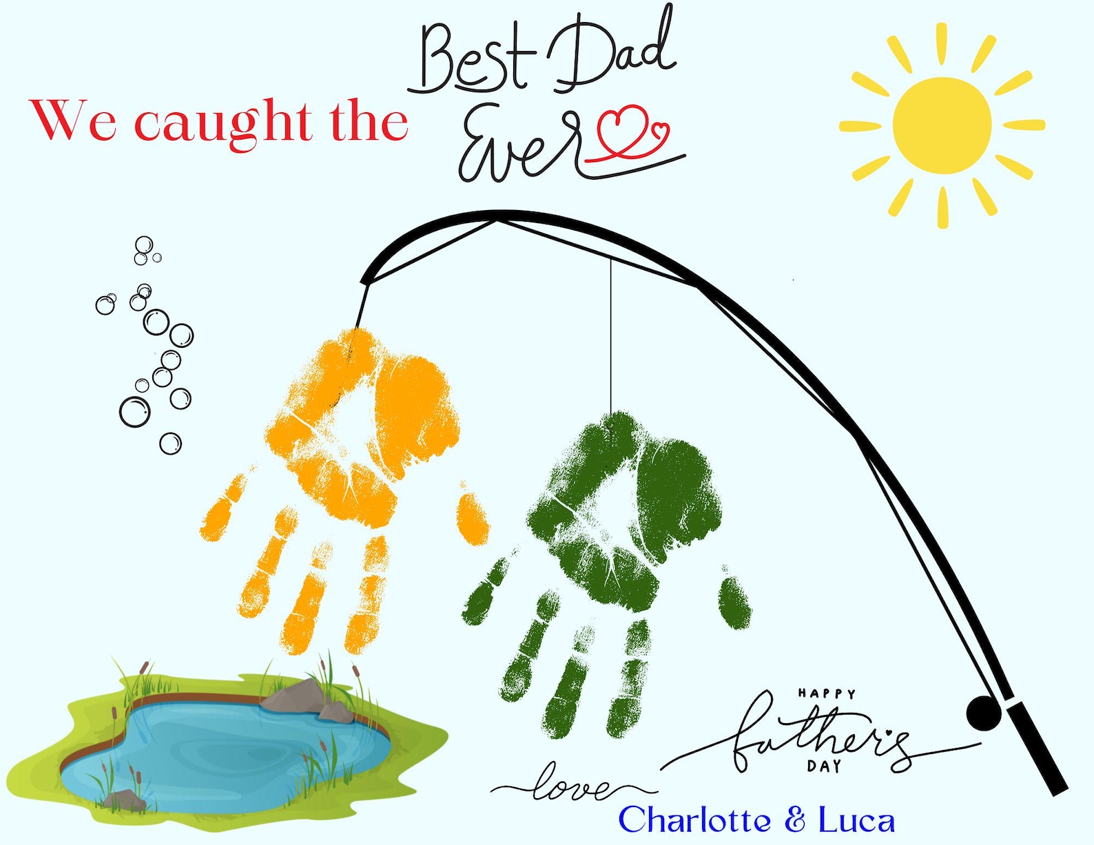 Father’s Day DIY Handprint/footprint Art Craft Template, Kids Father’s ...