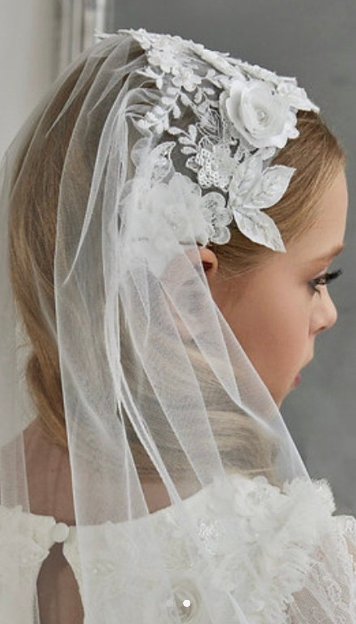 Unique Communion Dress for Girl With a Veil | Etsy