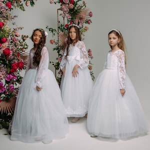 Dress for First Communion Holy Communion Dress ,white Tulle Flower Girl ...