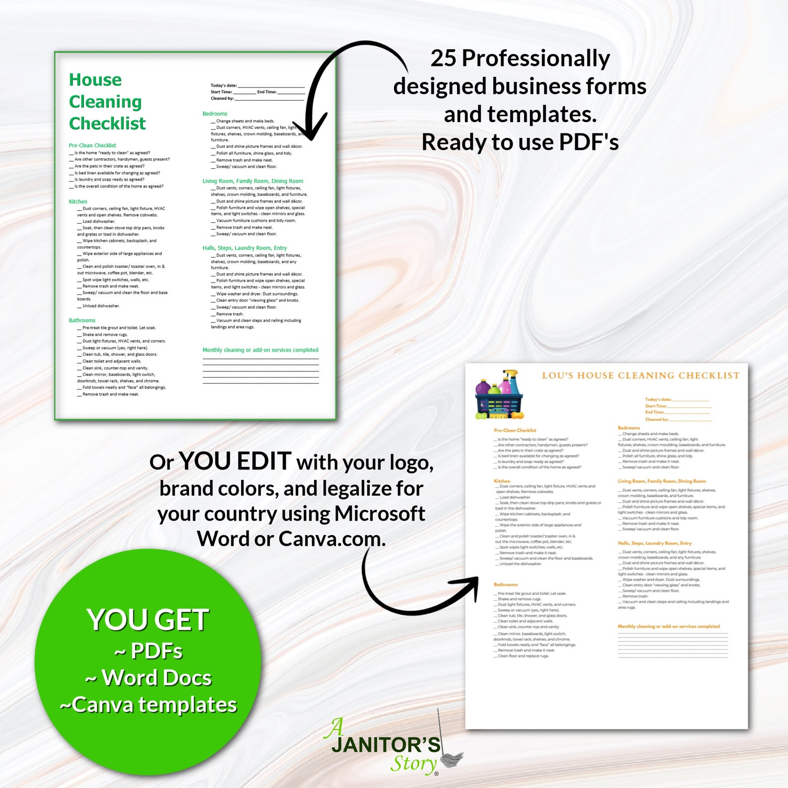 Cleaning Business Forms | EDITABLE Professional Housecleaning ...