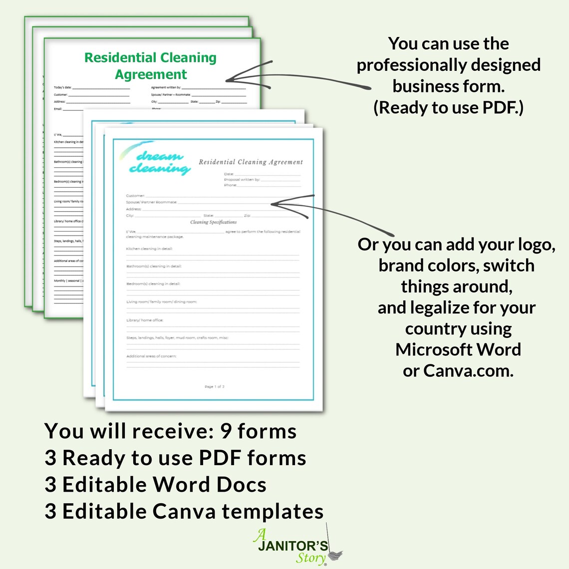 House Cleaning Contract | Fully Customizable Cleaning Business Forms ...