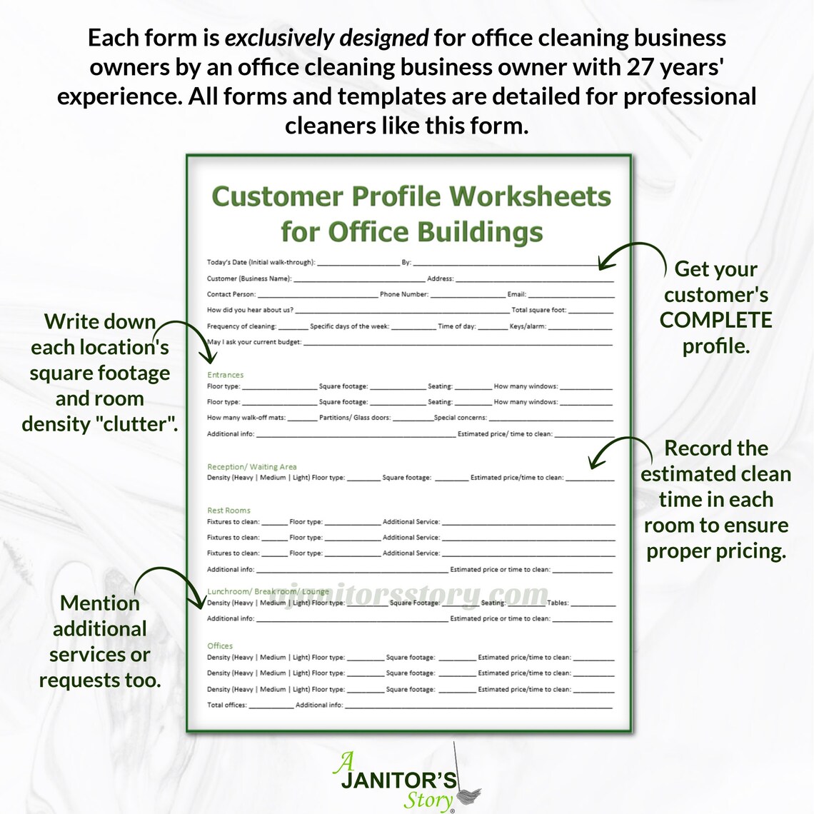 Commercial Cleaning Business Forms | Janitorial Office Building ...