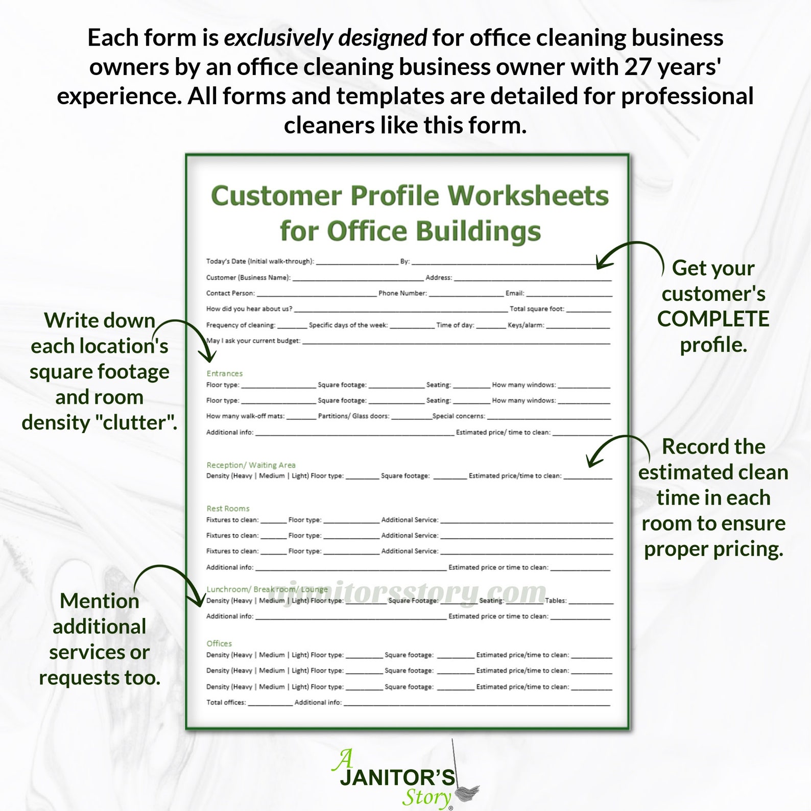 Commercial Cleaning Business Forms | Janitorial Office Building ...
