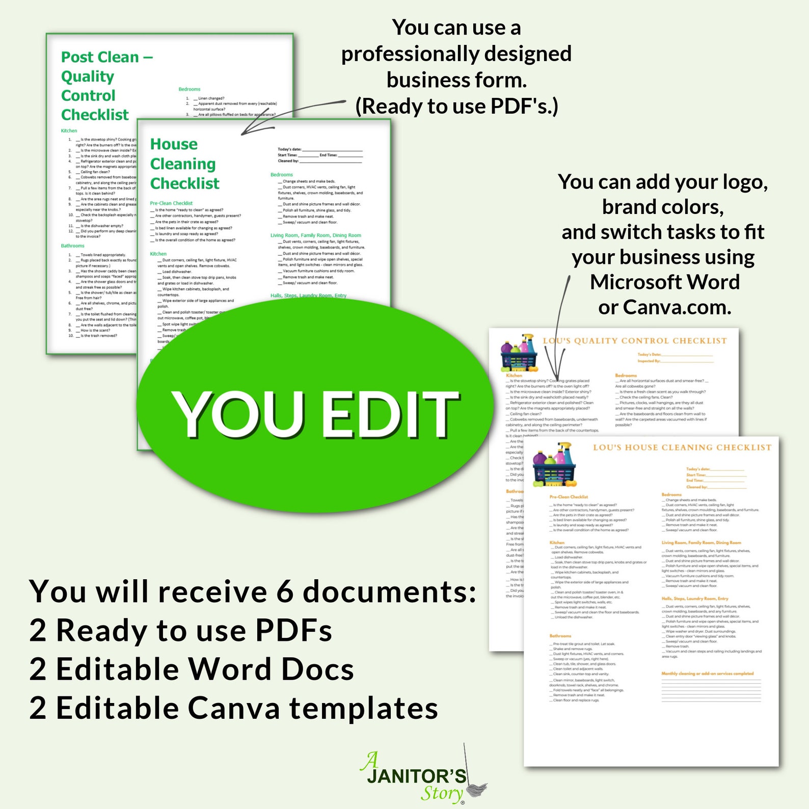 Housecleaning Checklist EDITABLE MS Word Doc Canva Template Maid 