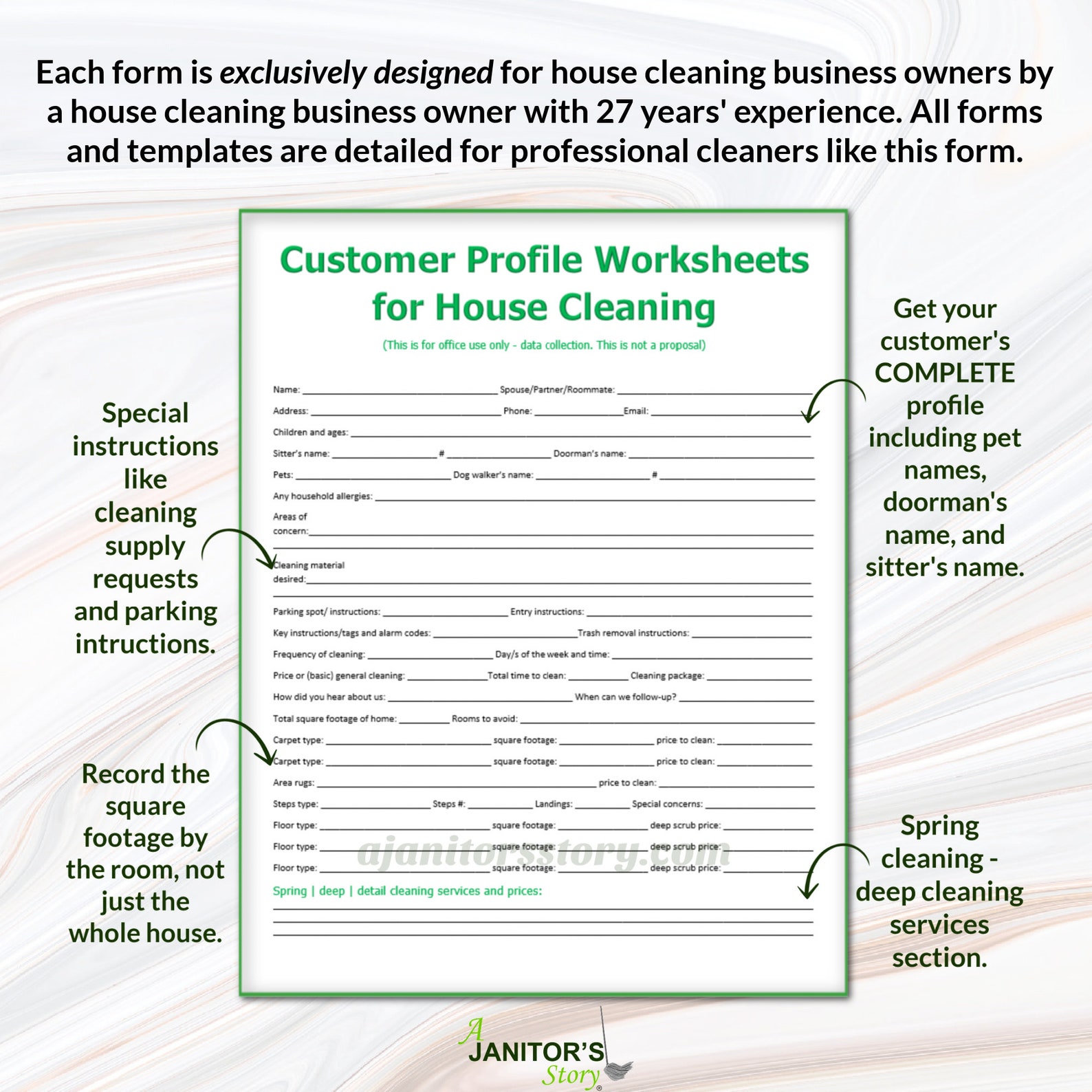 Cleaning Business Forms | EDITABLE Professional Housecleaning ...