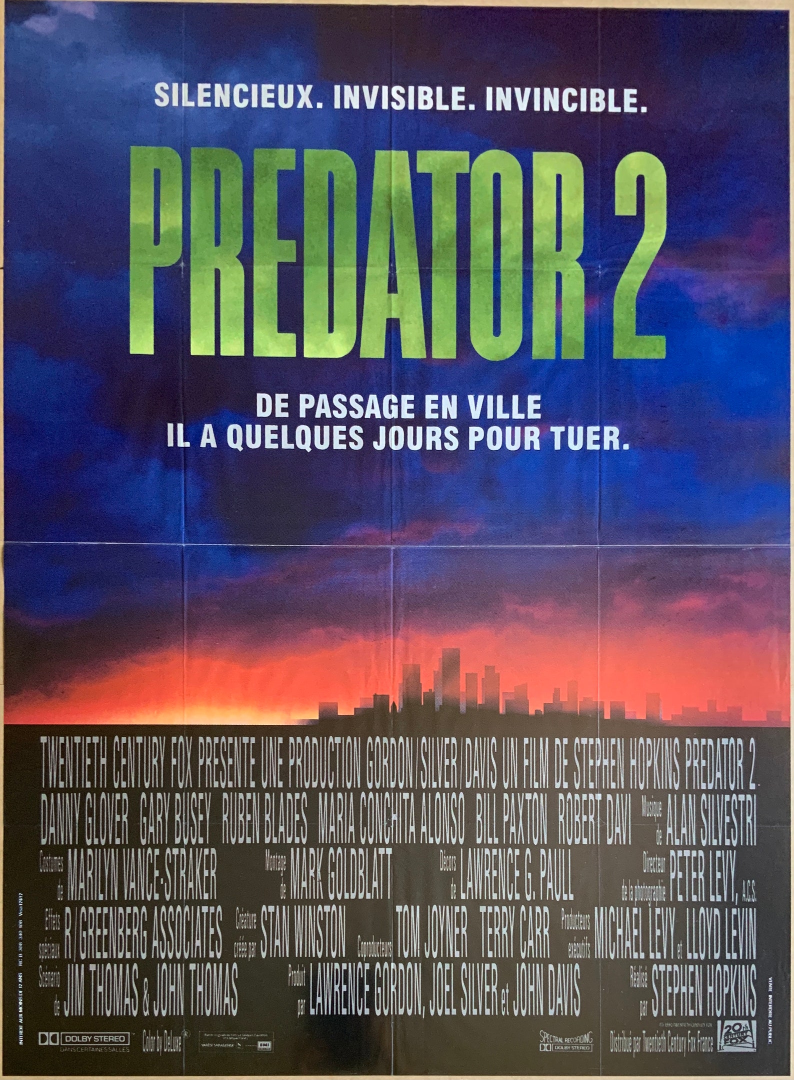Predator 2 Original 1990 French Poster 63"x47" - Etsy