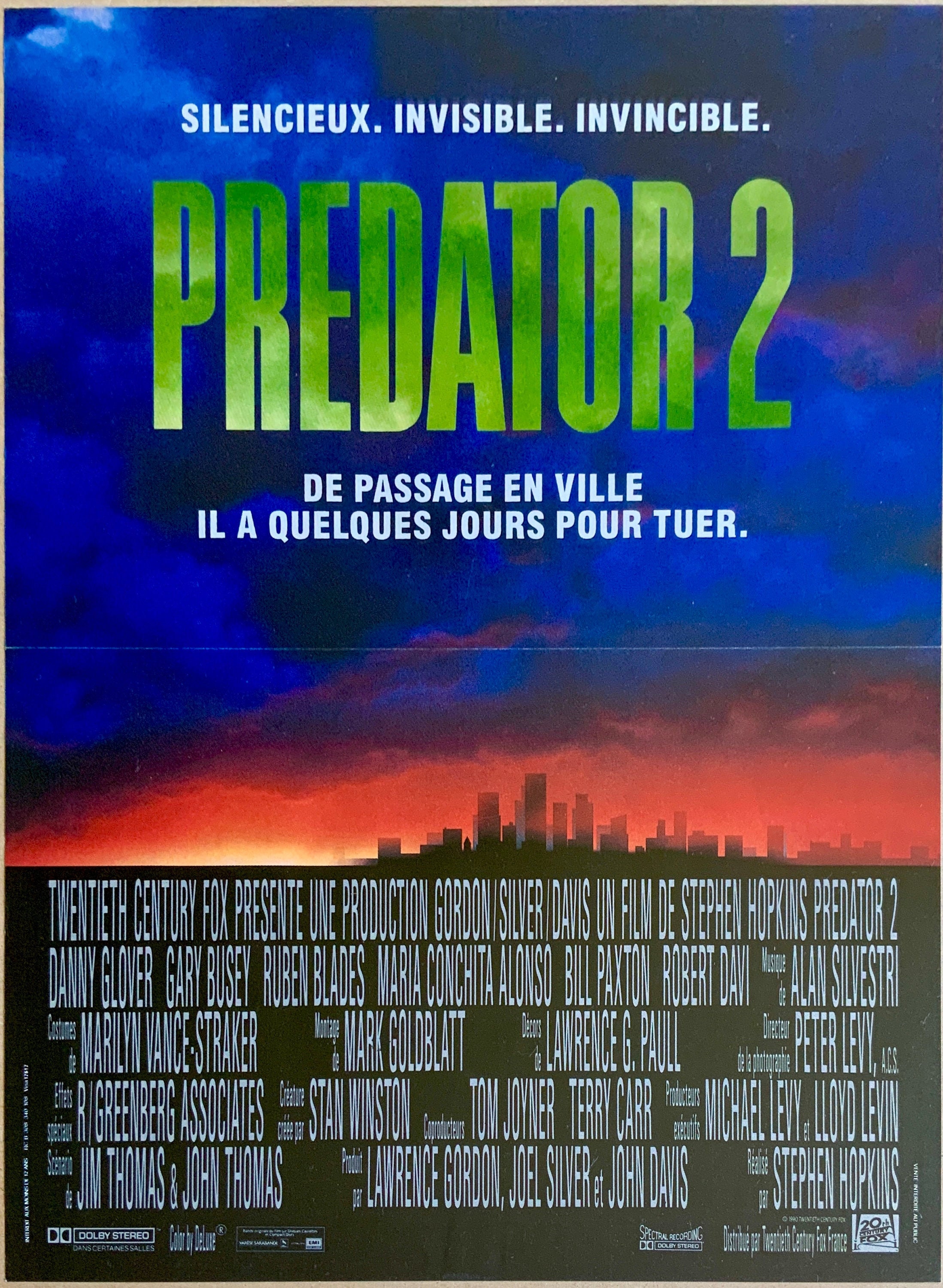 Predator 2 Original 1990 French Poster 21x15 - Etsy