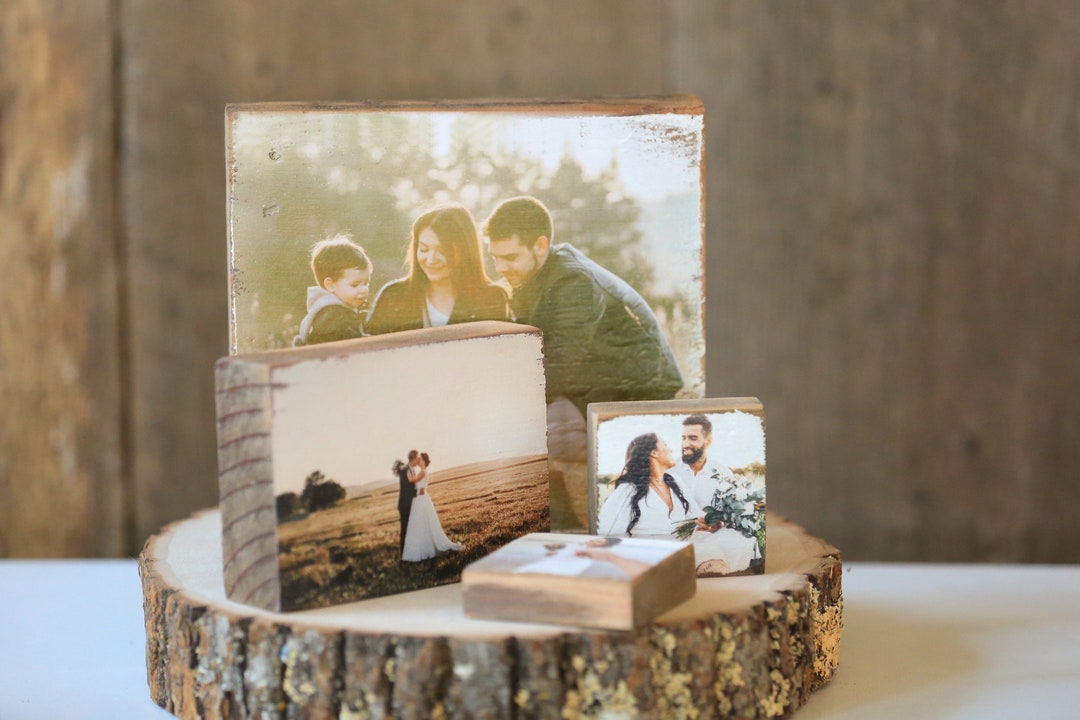 Barn Wood Photo Block: Personalized Portrait on Reclaimed Wood, Wedding ...