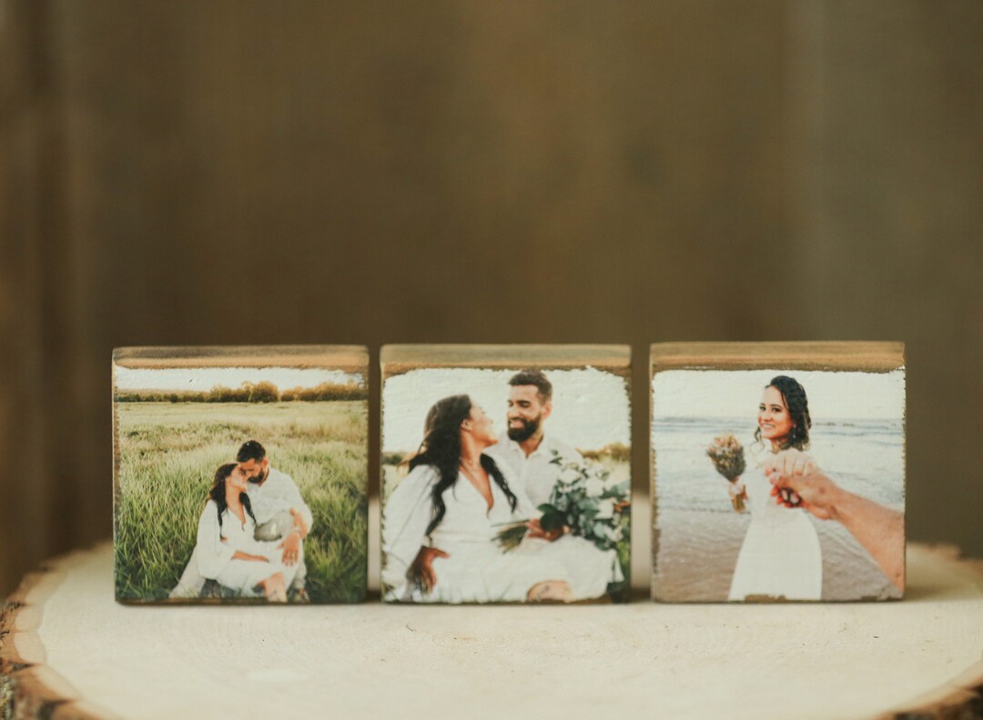 1 Extra Rustic Barn Wood Photo Blocks, Custom Wedding Gift - Etsy