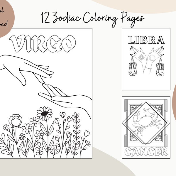 Zodiac Coloring - Etsy