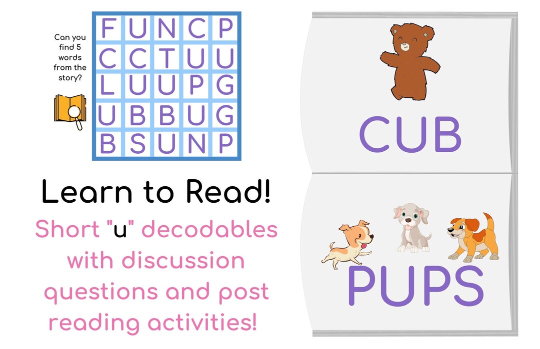 Short u Decodable Books Preschool Vowels - Etsy New Zealand