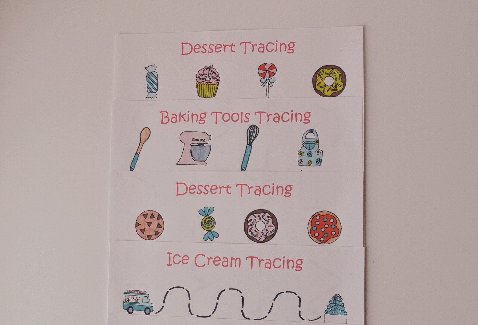 Sweet Treats Line Tracing Literacy Worksheets Preschool - Etsy