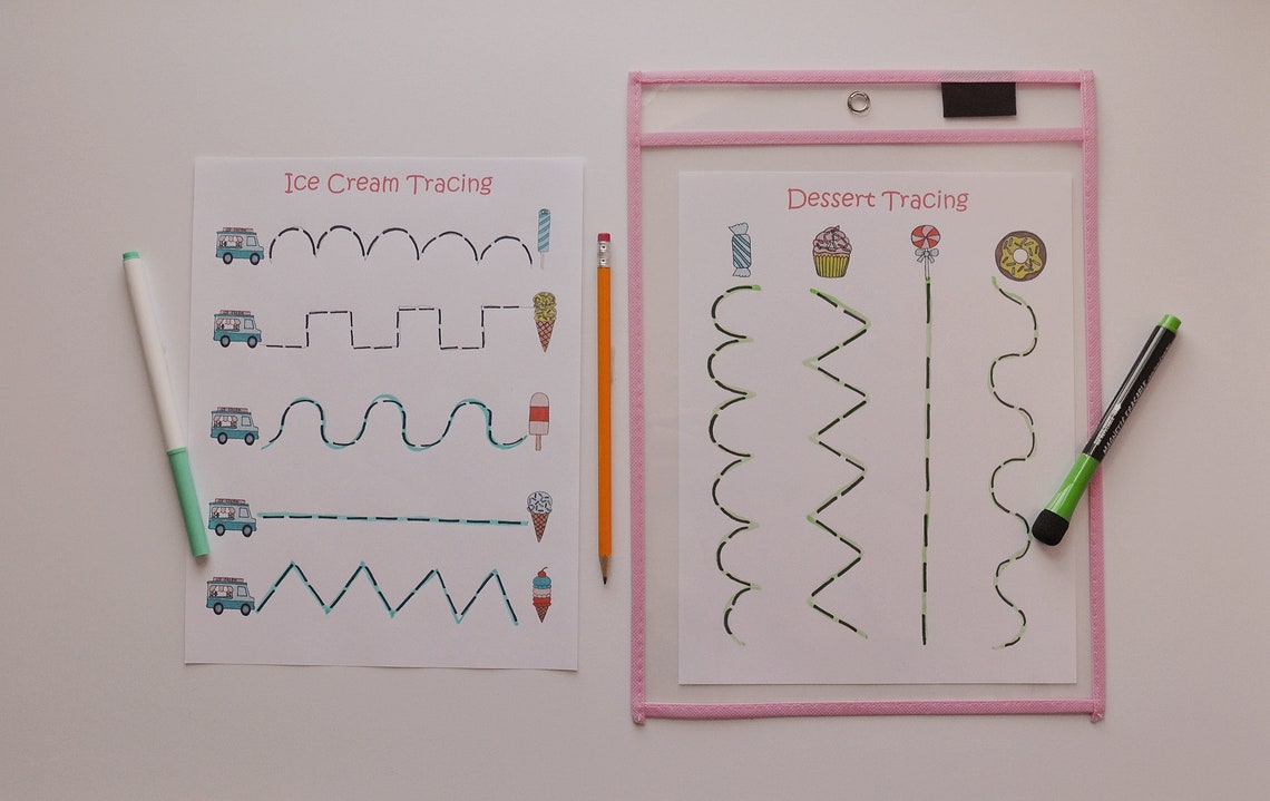 Sweet Treats Line Tracing Literacy Worksheets Preschool - Etsy