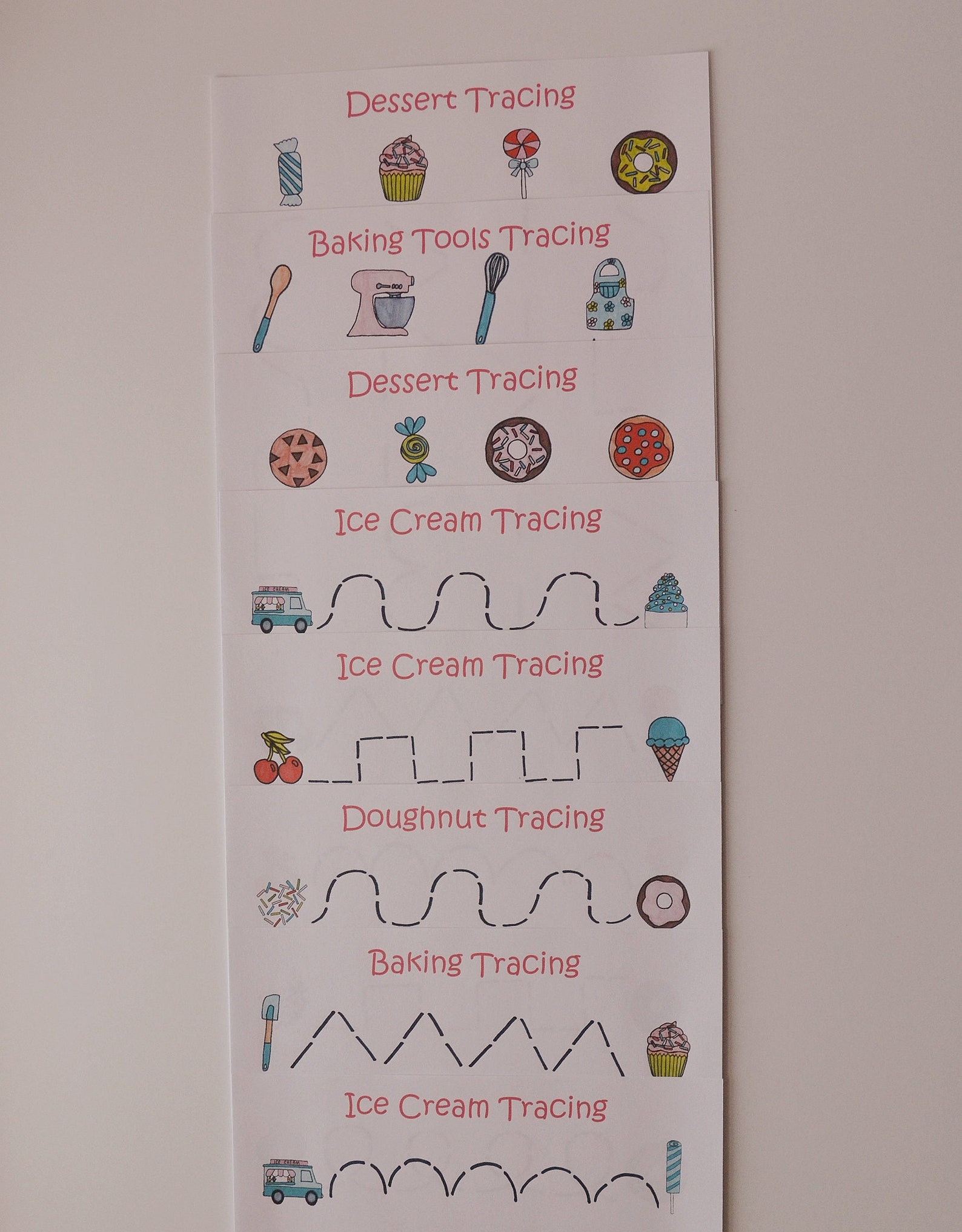 Sweet Treats Line Tracing Literacy Worksheets Preschool - Etsy