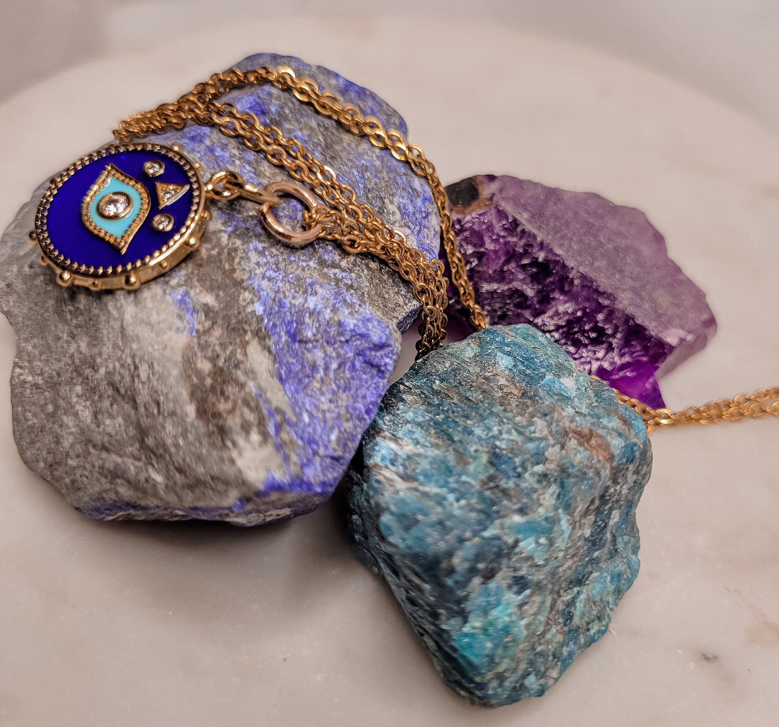 Cobalt Blue Evil Eye Protection Symbol Necklace - Etsy