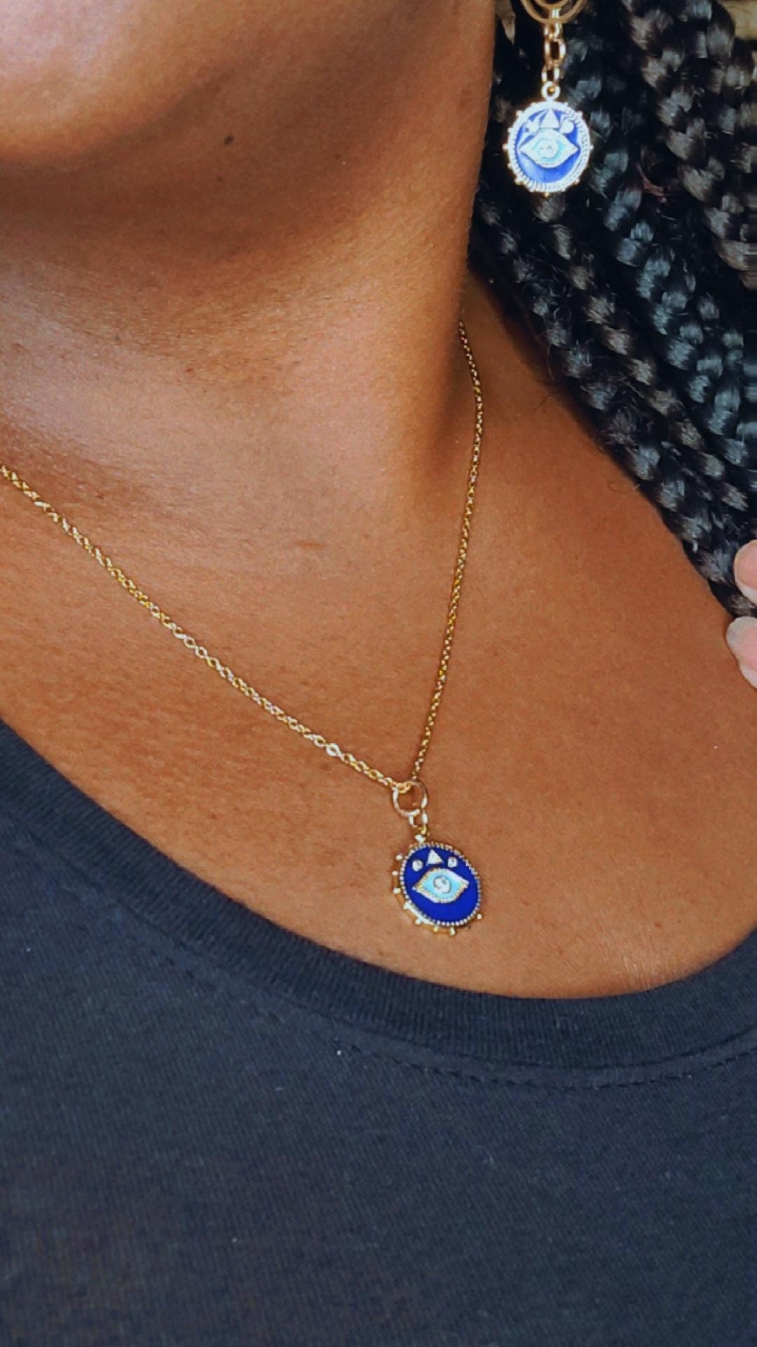 Cobalt Blue Evil Eye Protection Symbol Necklace - Etsy