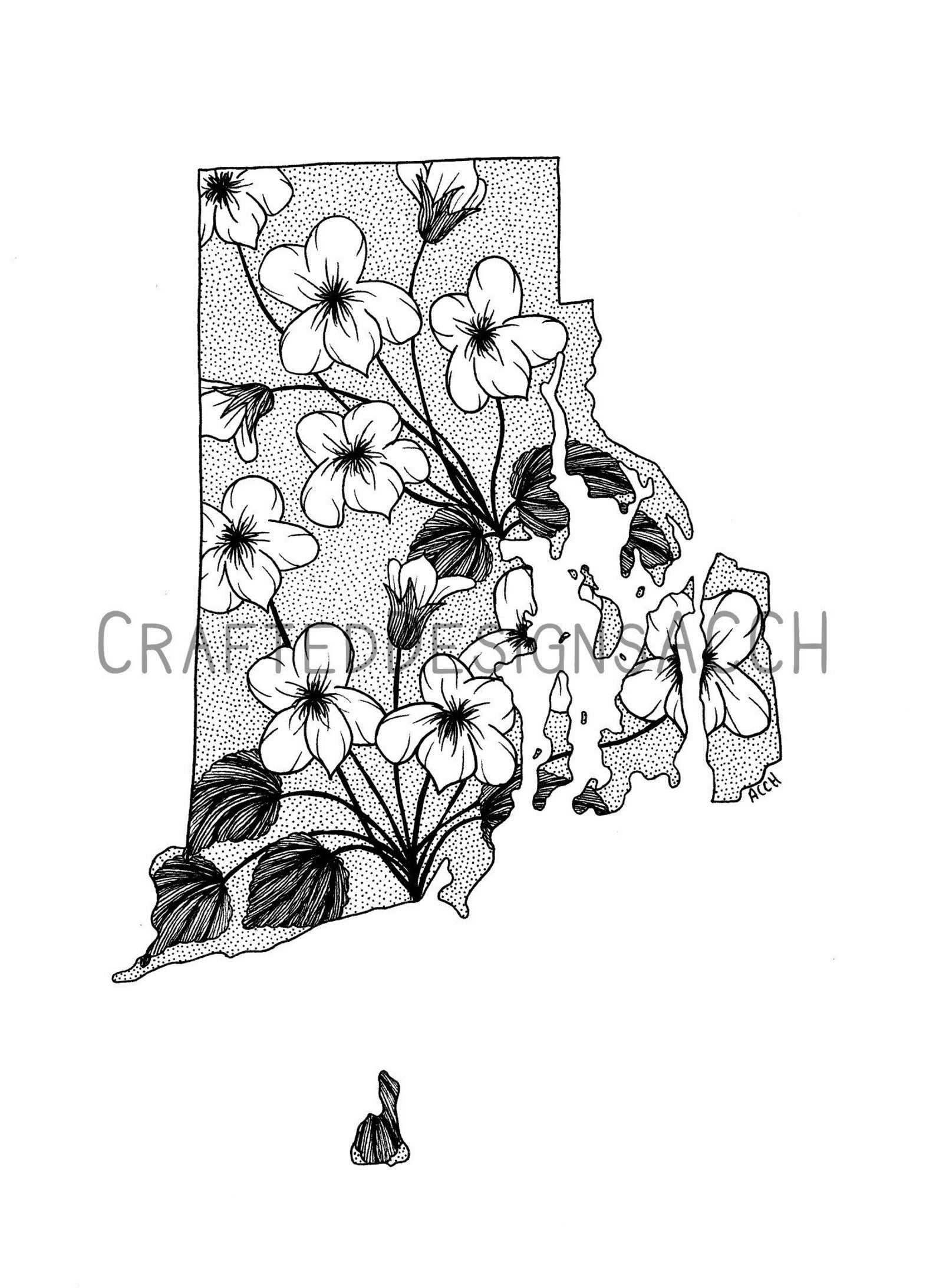 Rhode Island State Flower Silhouette Print - Digital Download - Etsy