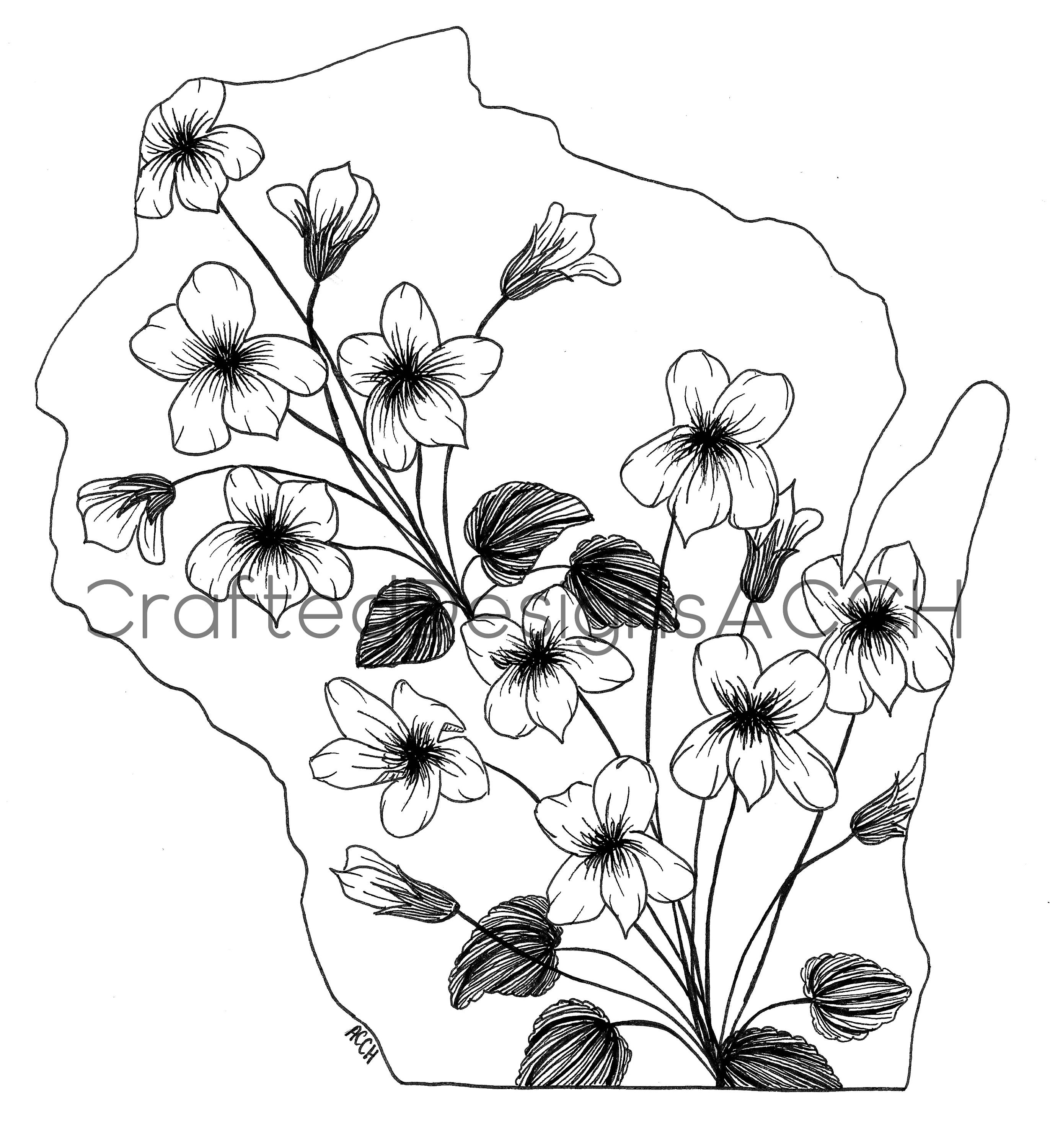 Wisconsin State Flower Silhouette Print Digital Download - Etsy