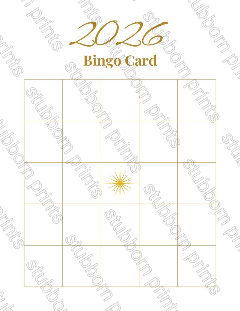 Carte de bingo du Nouvel An 2026 : modèle de tableau de visualisation ...