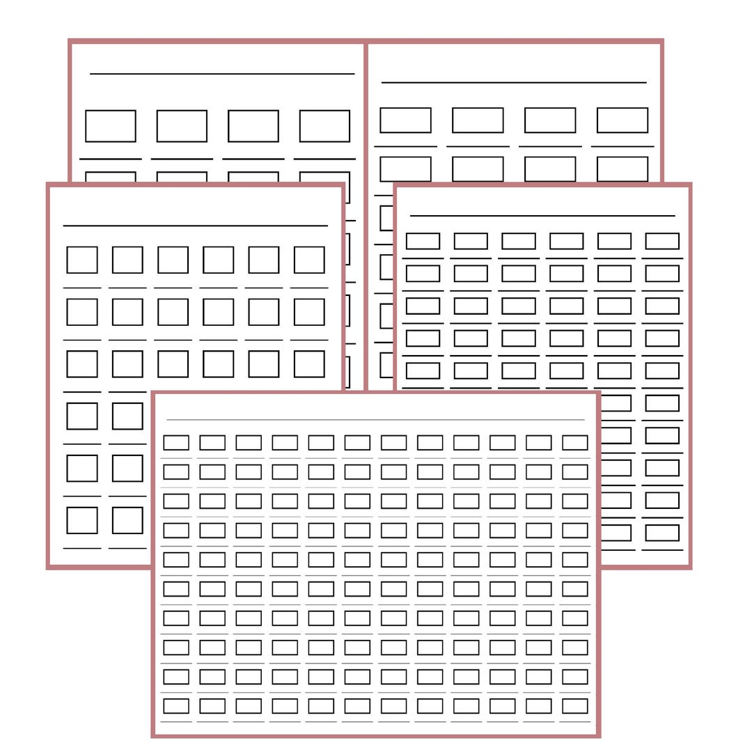 Printable Swatch Charts - 20, 24, 36, 60 & 120 Swatch Tables/charts for ...