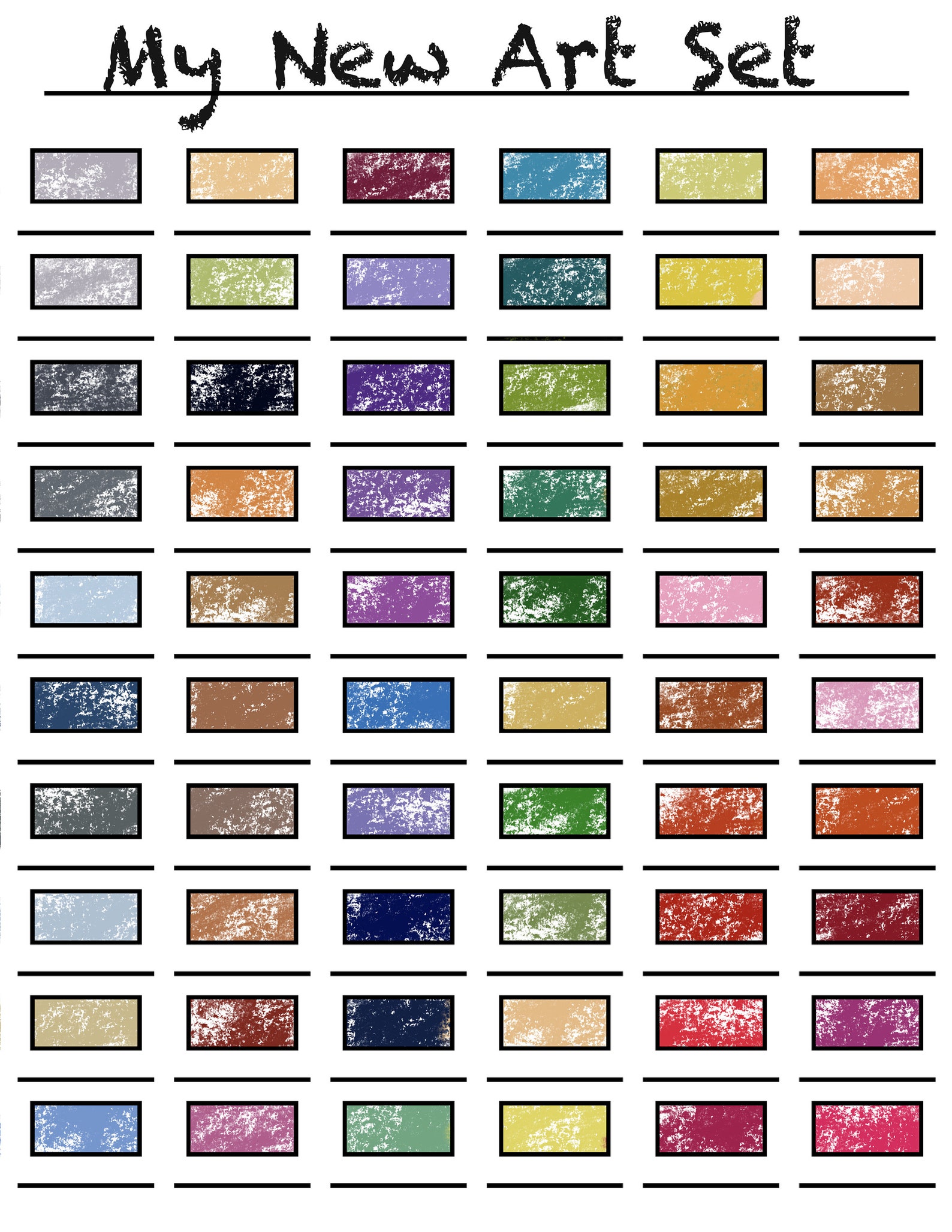 Swatch Template for 60 Colors Alcohol Markers, Color Pencils, Gel Pens ...