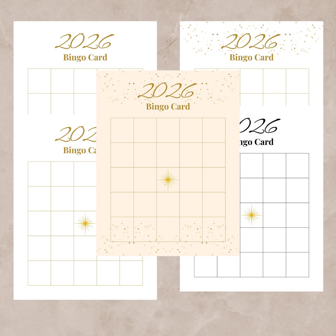 Carte de bingo du Nouvel An 2026 : modèle de tableau de visualisation ...