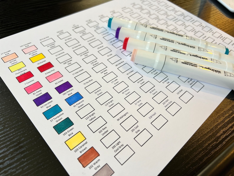Swatch Template for Kingart Double-ended Art Marker 120 Count Paper - Etsy