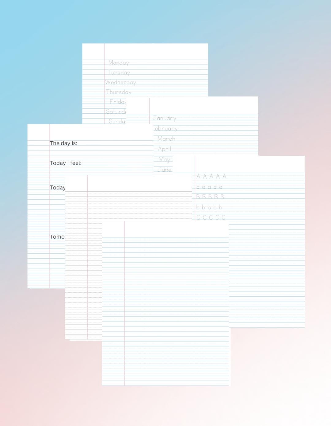 Customized Wide Ruled Dotted Paper for Kids – Digital Download ...