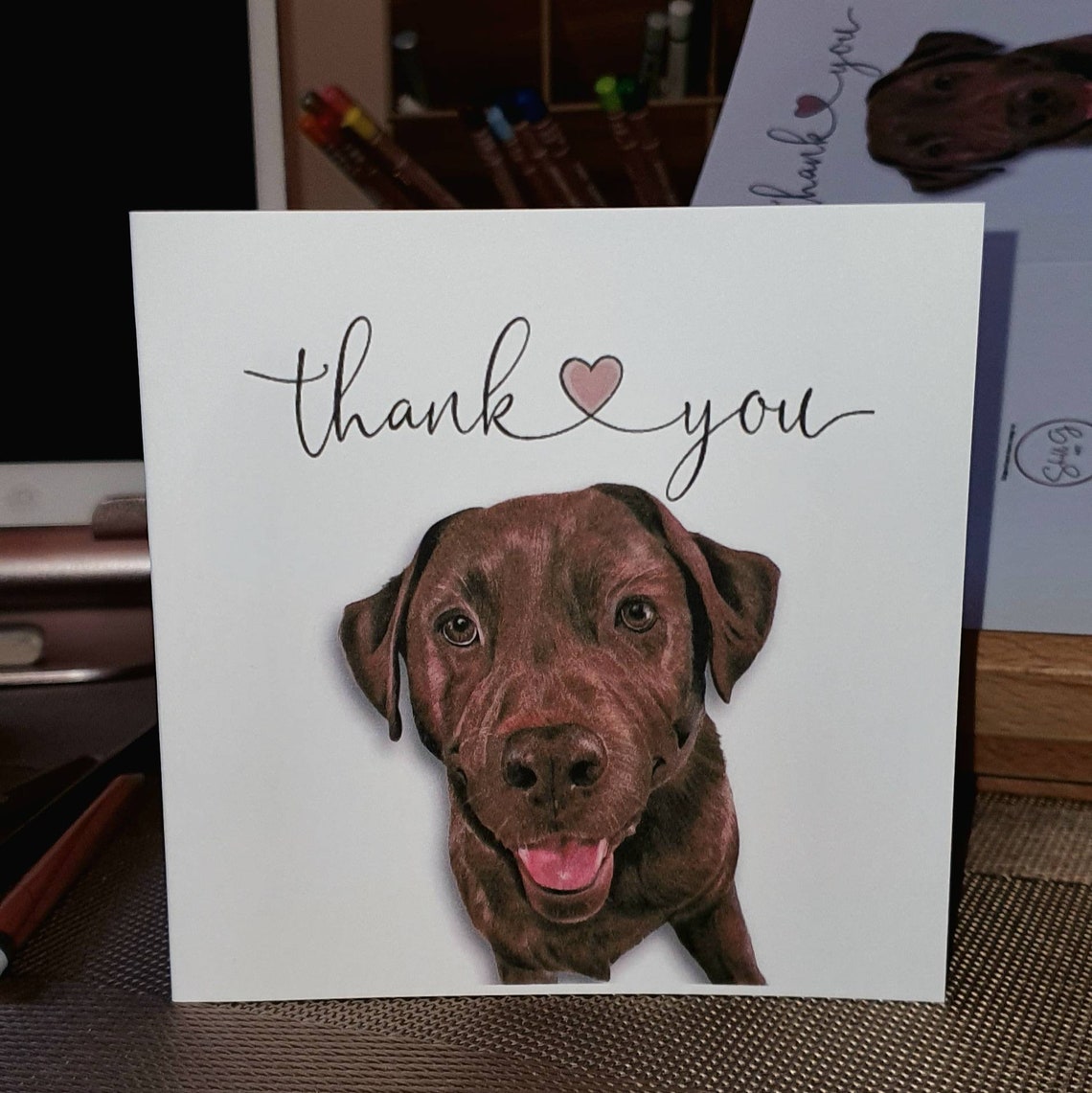 Thank You card Chocolate Lab | Etsy