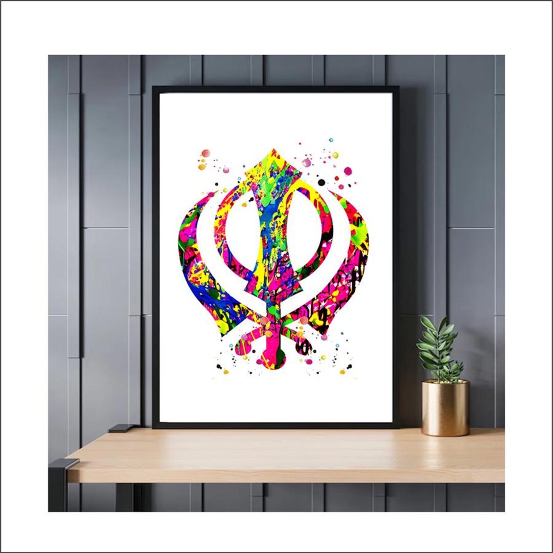 Vibrant Splash of Colour Print of Khanda, High-quality Card Single ...