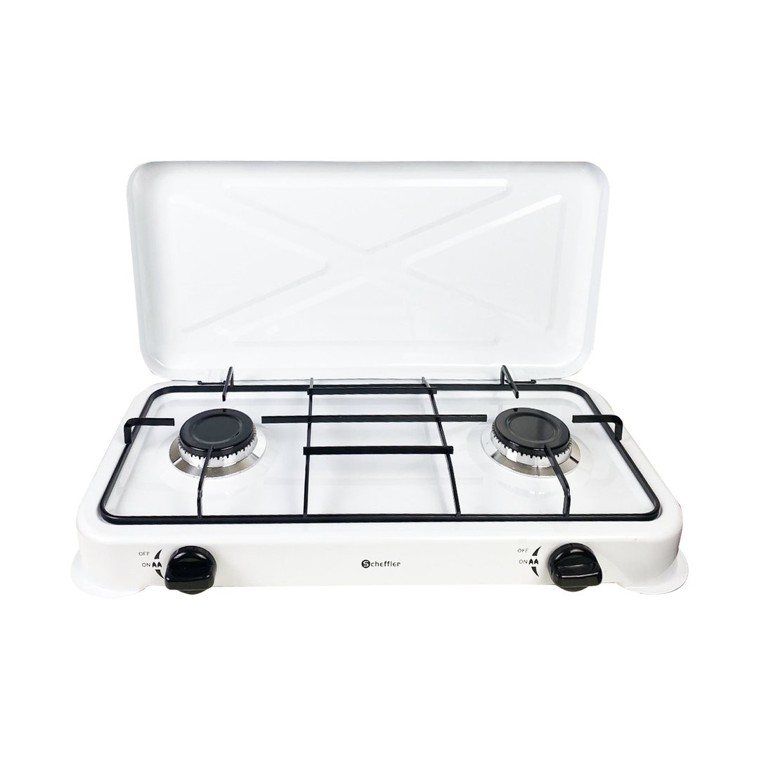 Scheffler Gas Cooker Flamming Portable 2 Burners White Camping Stove ...