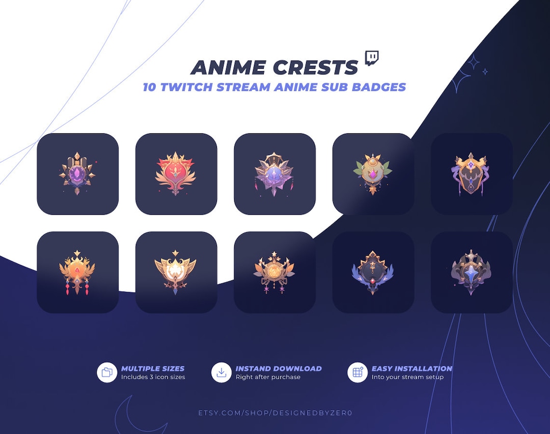 Anime Crests - 10 Stream Badges Usable as Sub Badges, Bit Badges and ...